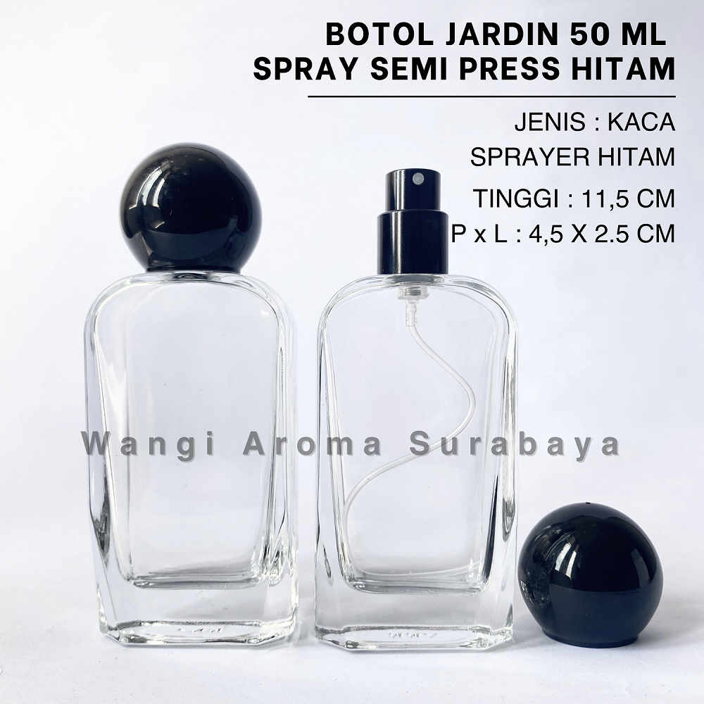 Jual Botol Parfum Jardin 50ML Semi Press Tutup Hitam - Botol Parfum ...