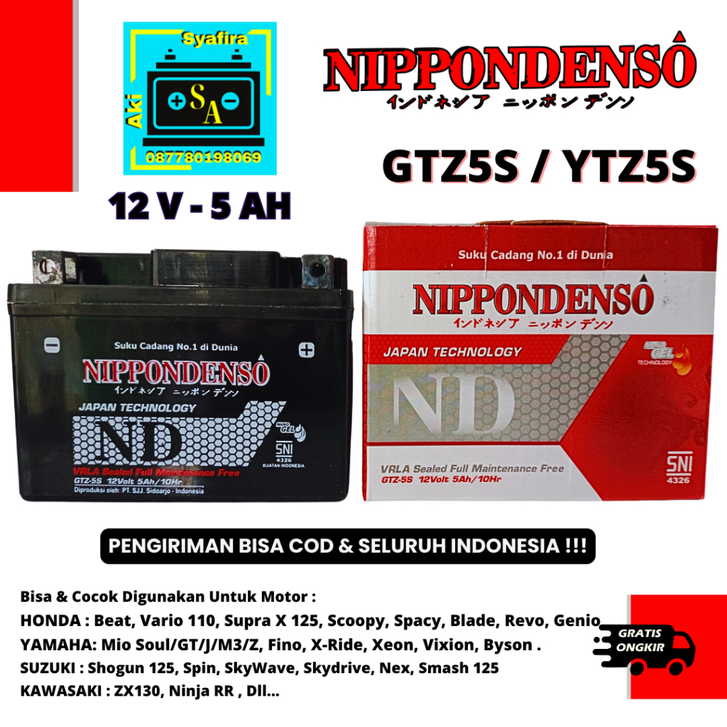 Jual Aki Motor Yamaha Mio Soul,M3,Mio J GTZ5S NIPPONDENSO GTZ5S MF | Shopee Indonesia