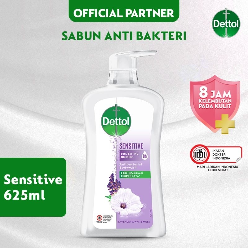 Jual Dettol Sabun Mandi Cair 625 gr Sensitive Moisture Botol Pump 625gr ...