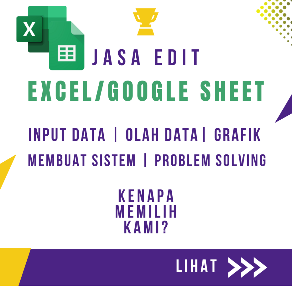 Jual Jasa Mengolah data Microsoft Excel dan Google Sheet (Membuat Sistem, Problem Solving Excel ...