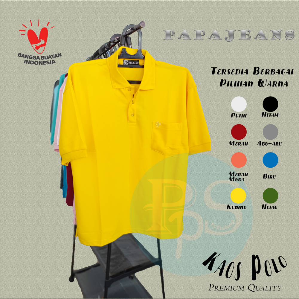Jual PapaJeans Men-Kaos Polo Pria Yellow Kuning Polos Basic Shirt | Shopee Indonesia
