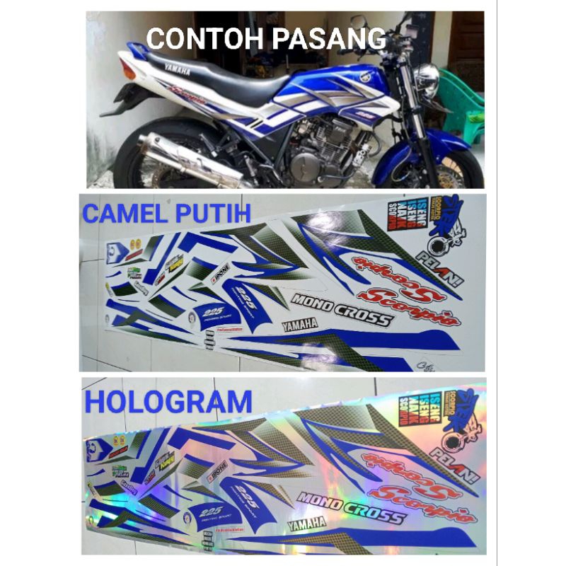 Jual stiker striping Scorpio 2004 tangki kotak biru putih | Shopee ...