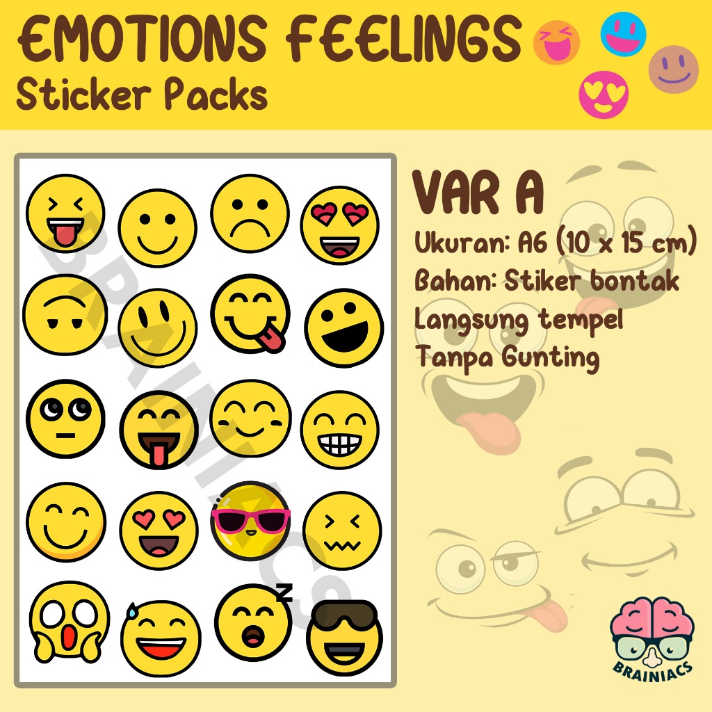 Jual ST-009, Sticker Stiker Emoji Feelings Ekspresi Emotions Smiley ...