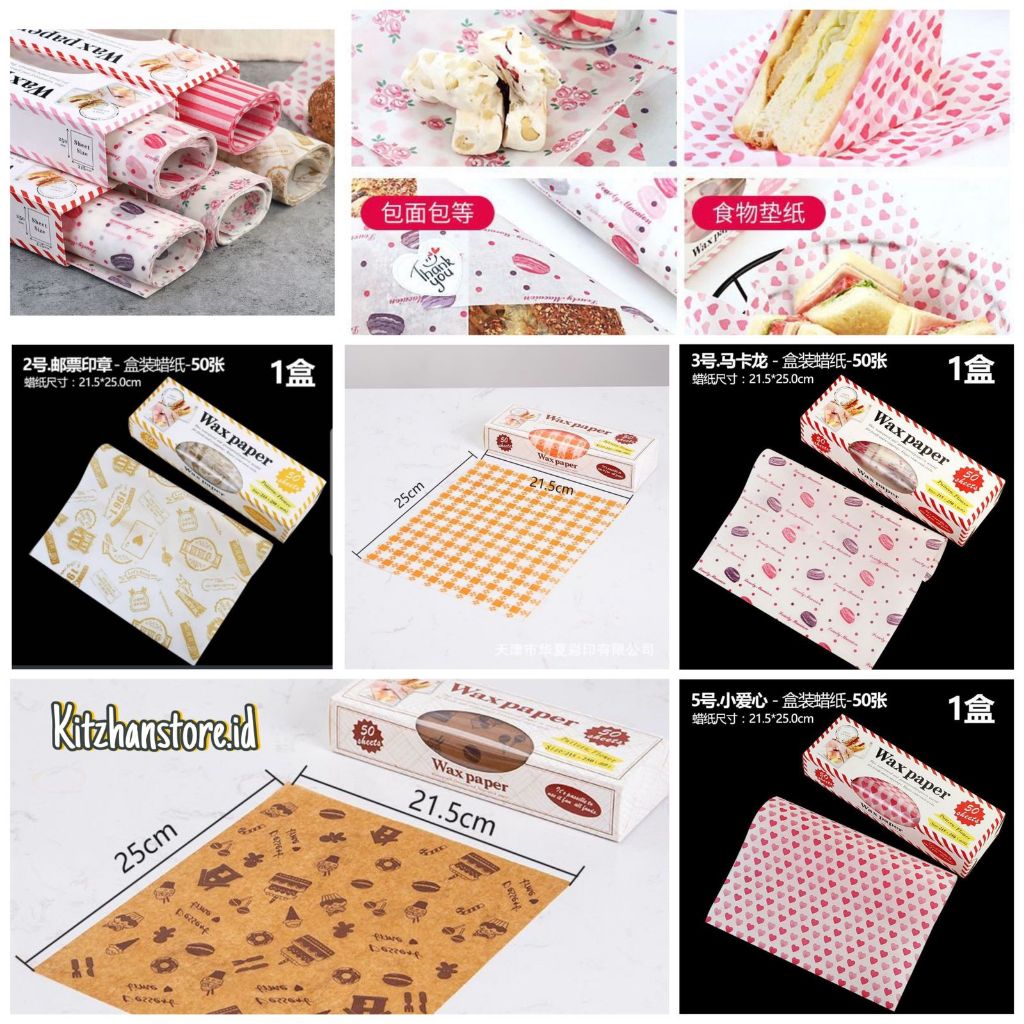 Jual wax paper / baking paper motif / kertas roti / wax paper kotak ...