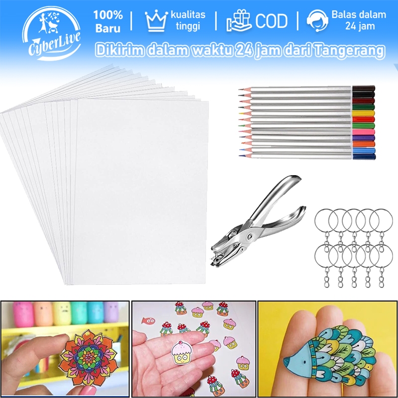 Jual Diy Shrinky Dink Plastic Shrink Dink Craft 10pcs Blank Shrinky Art ...