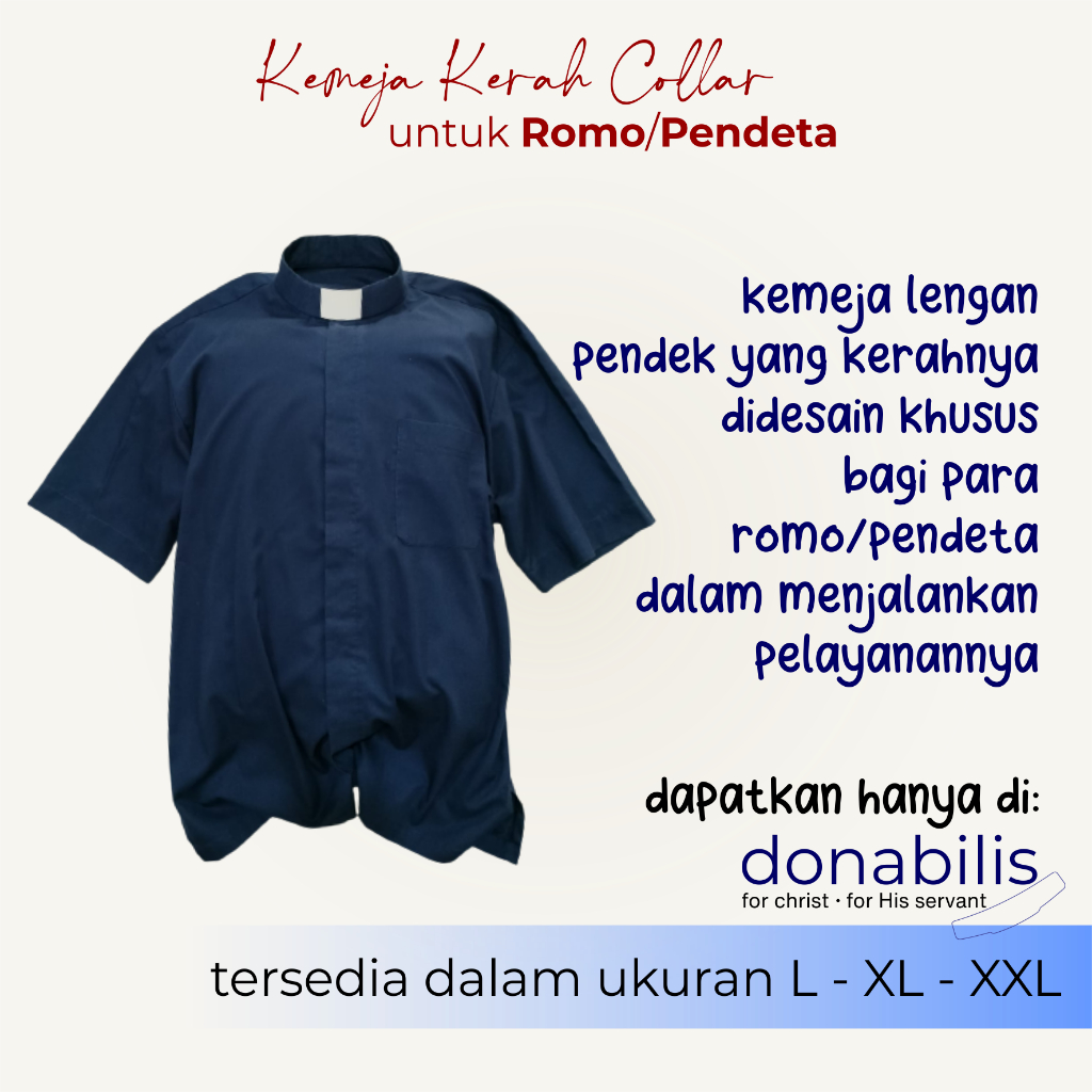 Jual Kemeja pendeta/romo kerah collar lengan pendek laki-laki ukuran ...