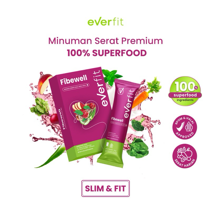 Jual Everfit Fibewell Minuman Fiber Aneka Buah Halal BPOM - Isi 7 & 14 ...