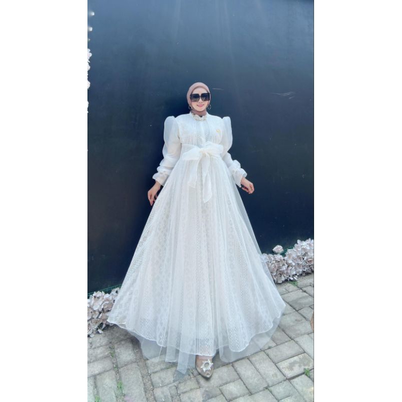 Jual Gaun Pesta Wanita Lesti Medina Full Brokat Organza Baju Kondangan ...