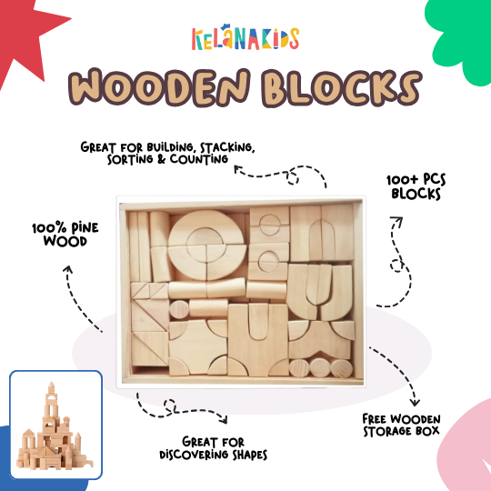 Jual Wooden Blocks 100+ Pcs - Balok PDK Mini Kayu Pinus Natural ...