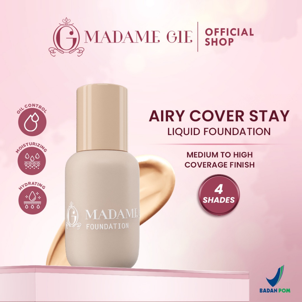 Jual Madame Gie Madame Airy Cover Stay Liquid Foundation - High Coverage Longlasting MakeUp ...