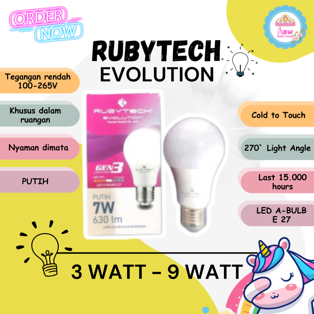 Jual LAMPU LED RUBYTECH EVOLUTION 3W 5W 7W 9W SNI CAHAYA NYAMAN DIMATA | Shopee Indonesia
