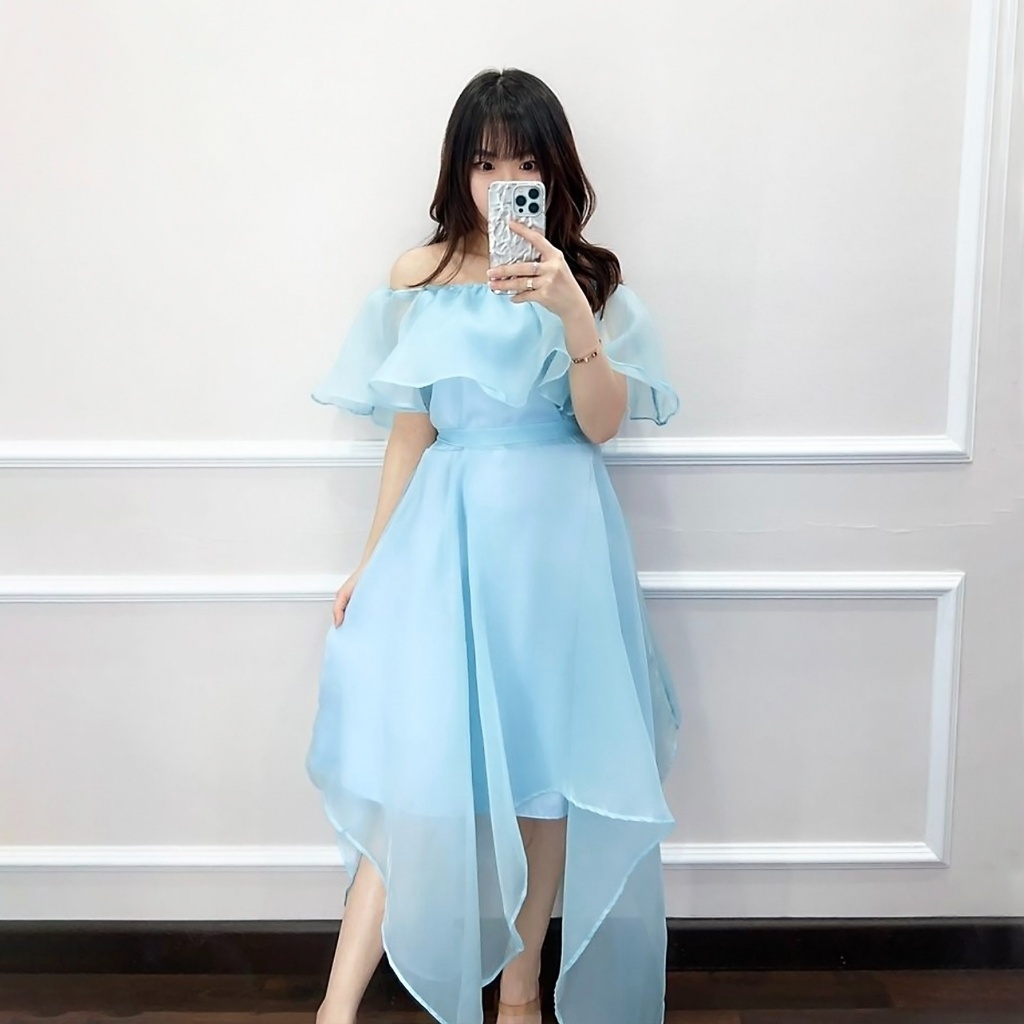 Jual DRESS BRUKAT NATAL EDISI WARNA BIRU DRESS CHRISTMAS SKYBLUE GAUN ...