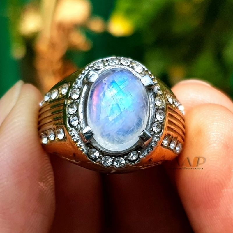Jual Cincin batu pria biduri bulan Natural moonstone Batu akik biduri ...