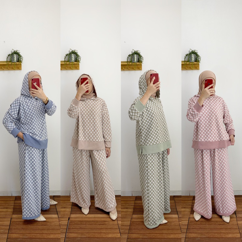 Jual Moezz Maureen Knit One Set Rajut Halus Blouse Kulot | Shopee Indonesia