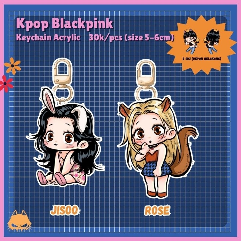Jual [OPEN PO] Keychain Acrylic Blackpink Jisoo & Blackpink Rose Dua Sisi (PRE ORDER ONLY ...