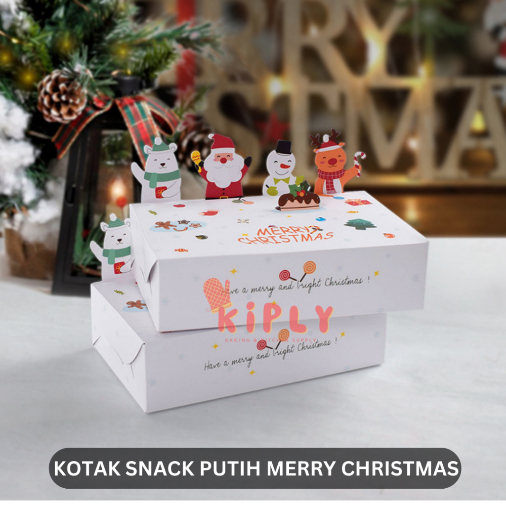 Jual Kotak Snack Putih Merry Christmas/Kotak Kue Natal / Box Kue Natal ...