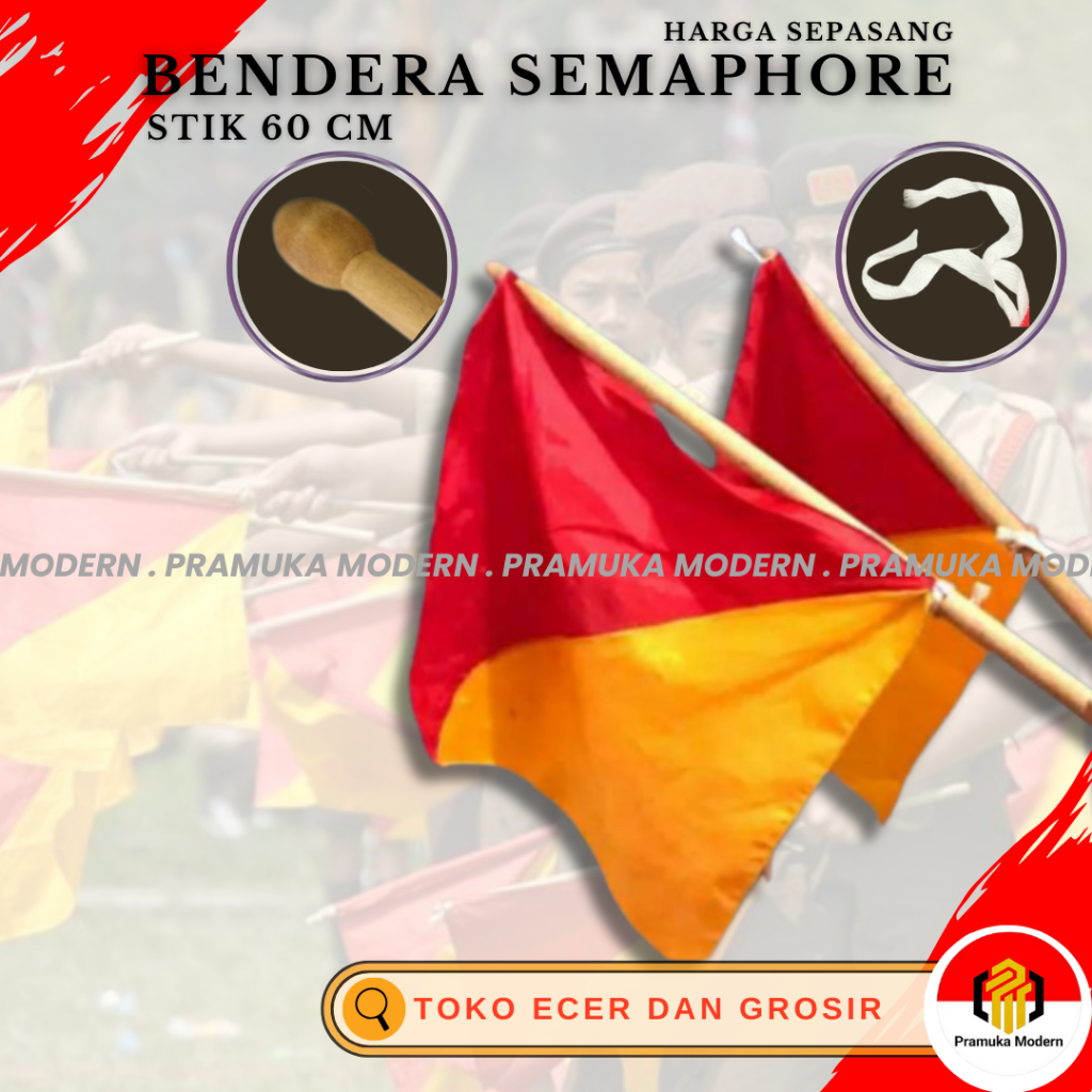 Jual Sepasang bendera semaphore ( 2pcs ) + sepasang stik 60 cm (2pcs ) | Shopee Indonesia