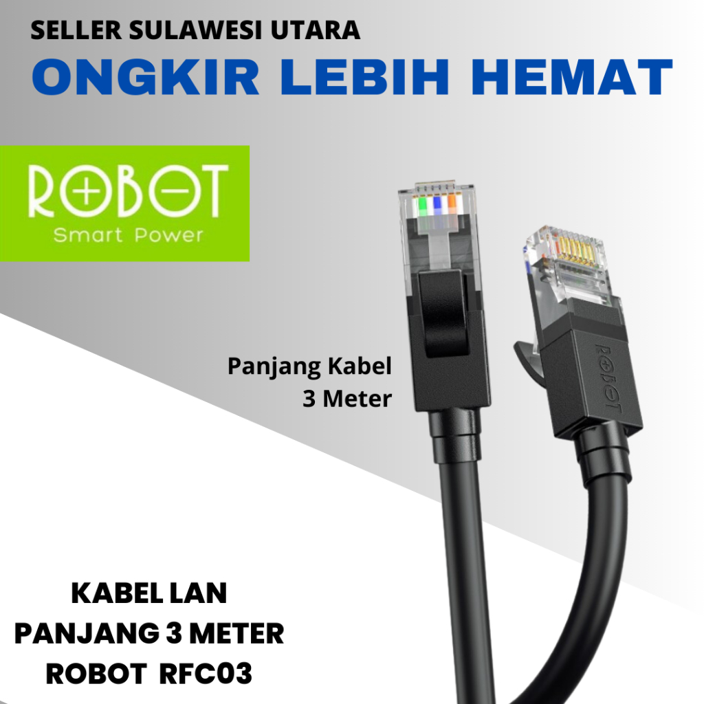 Jual KABEL LAN ETHERNET 3 METER ROBOT RFC03 | Shopee Indonesia
