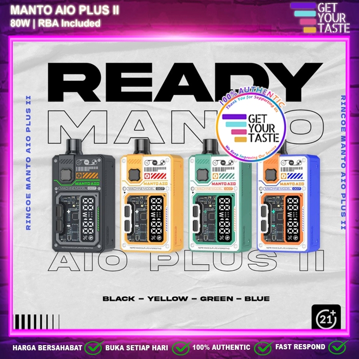Jual Rincoe MANTO AIO Plus II 2 80W With RBA Pod Mod Kit V2 Authentic | Shopee Indonesia