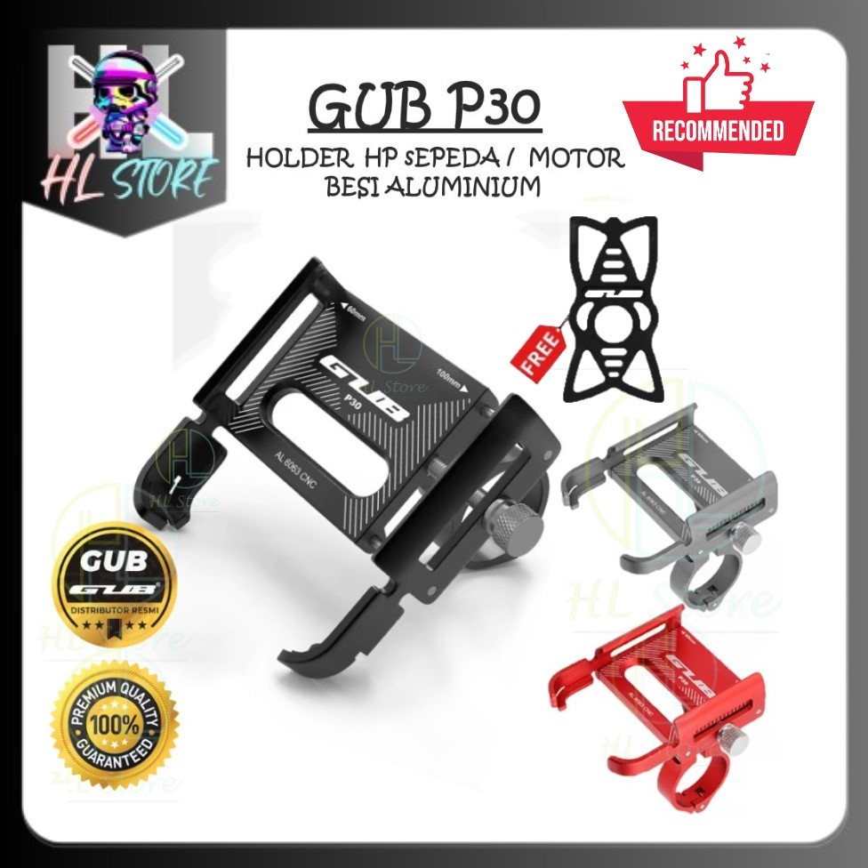 Jual GUB P30 Holder HP Stang Motor/Sepeda Besi Aluminium Spion motor ...