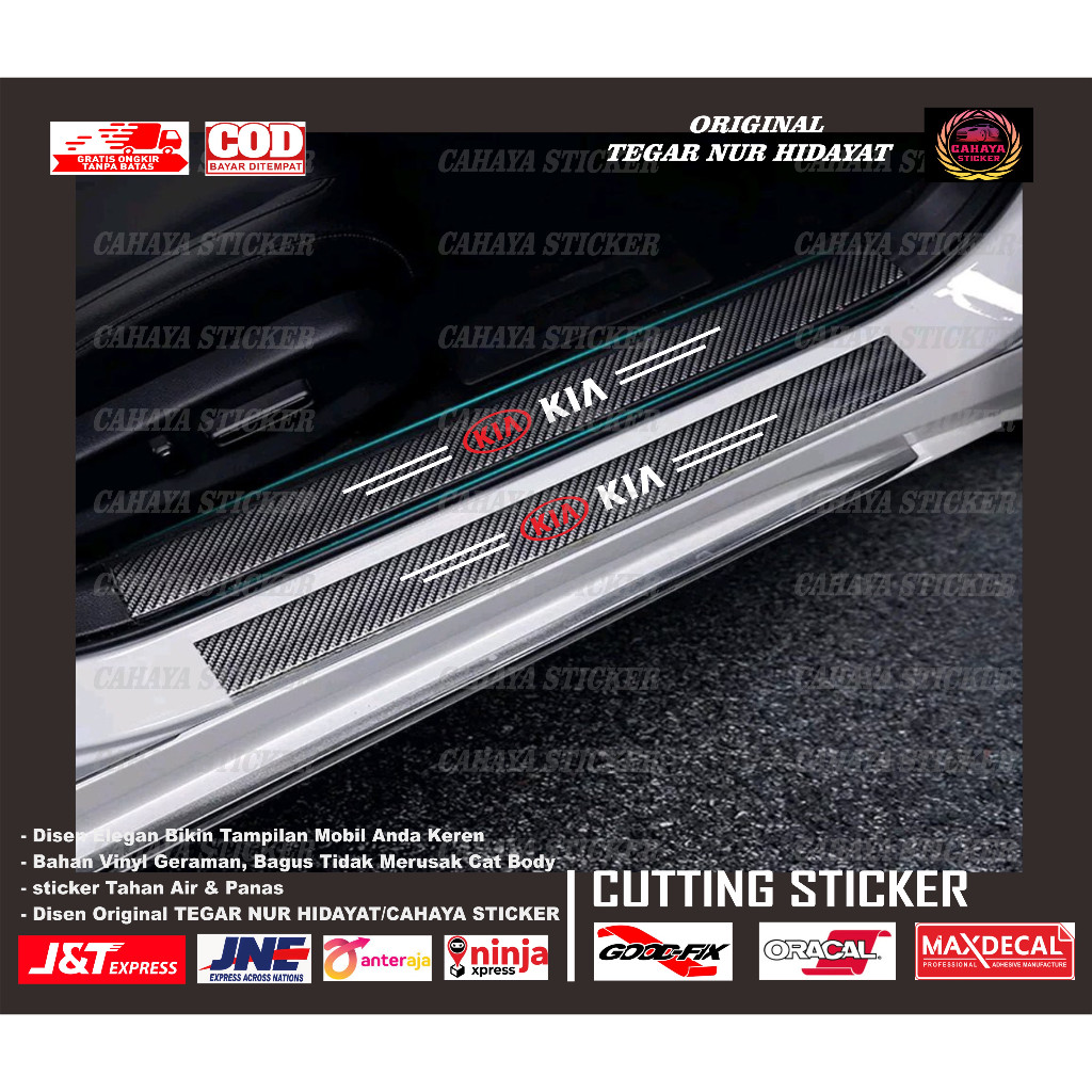 Jual 4 pcs sticker mobil kia sticker sill plate carbon 3D mobil kia ...