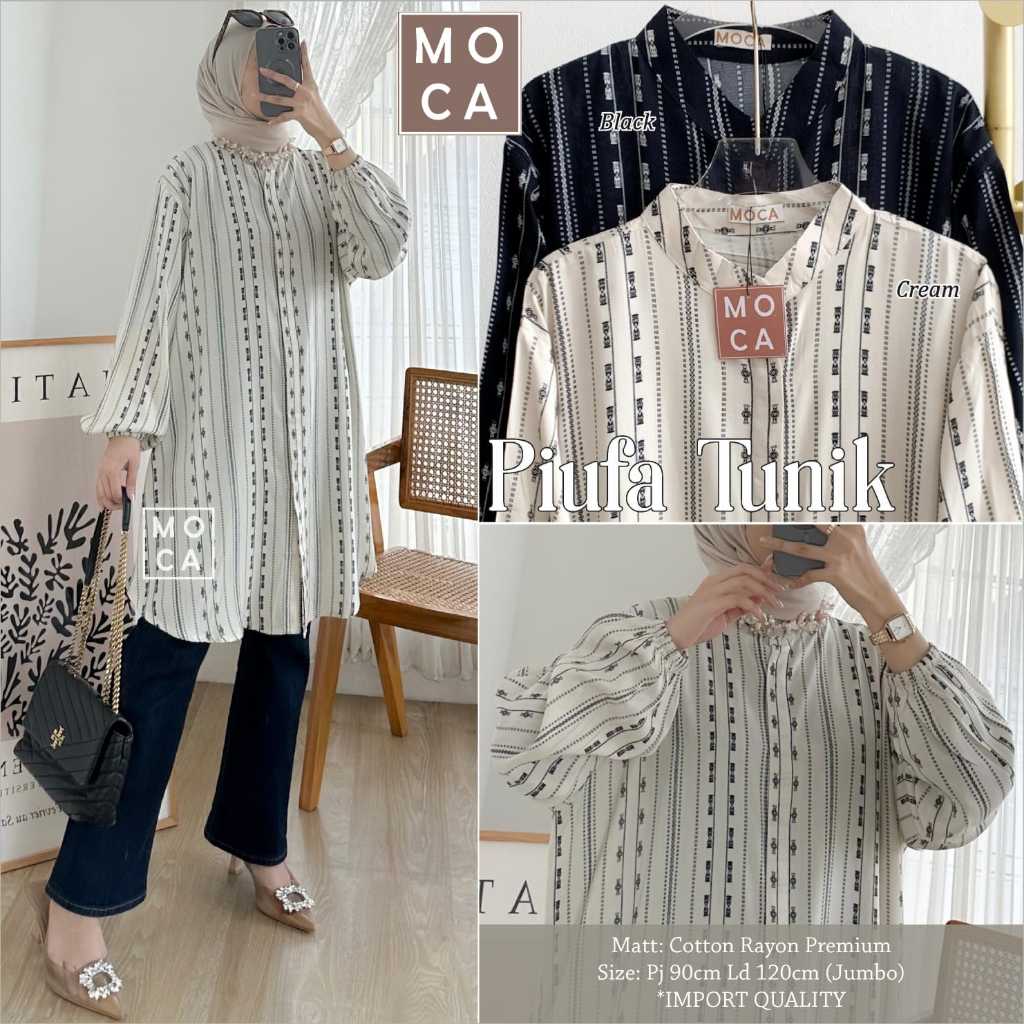 Jual PIUFA TUNIK KATUN RAYON PREMIUM ORIGINAL BY MOCA LONG TUNIK JUMBO ...