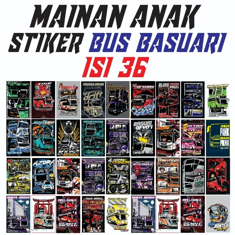 Jual stiker bus basuari viral stiker mainan anak motor,mobil dan truk ...