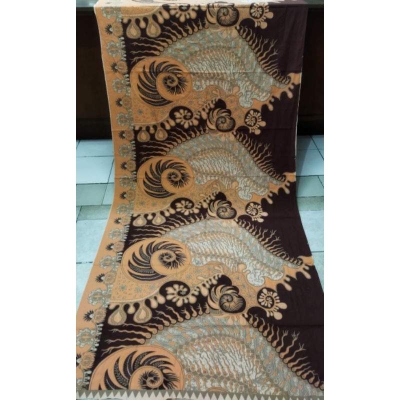 Jual Kain batik solo abstrak keong oranye doby | Shopee Indonesia