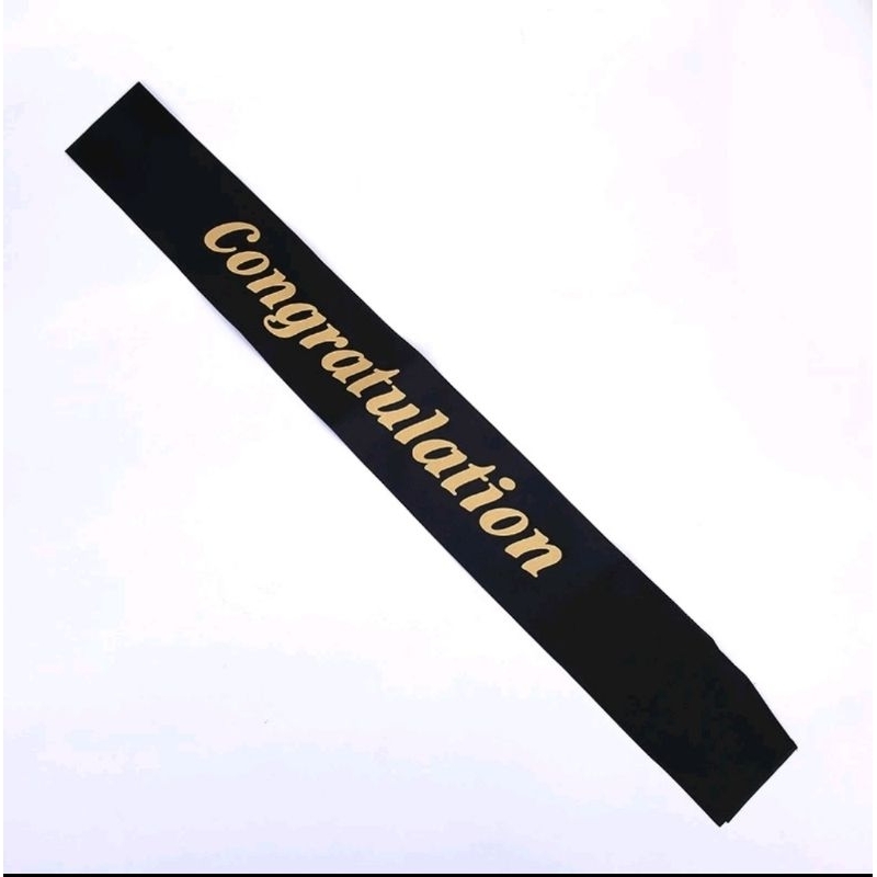Jual Selempang Congratulation ucapan Selamat Sash Hitam sidang skripsi sash wisuda kelulusan ...