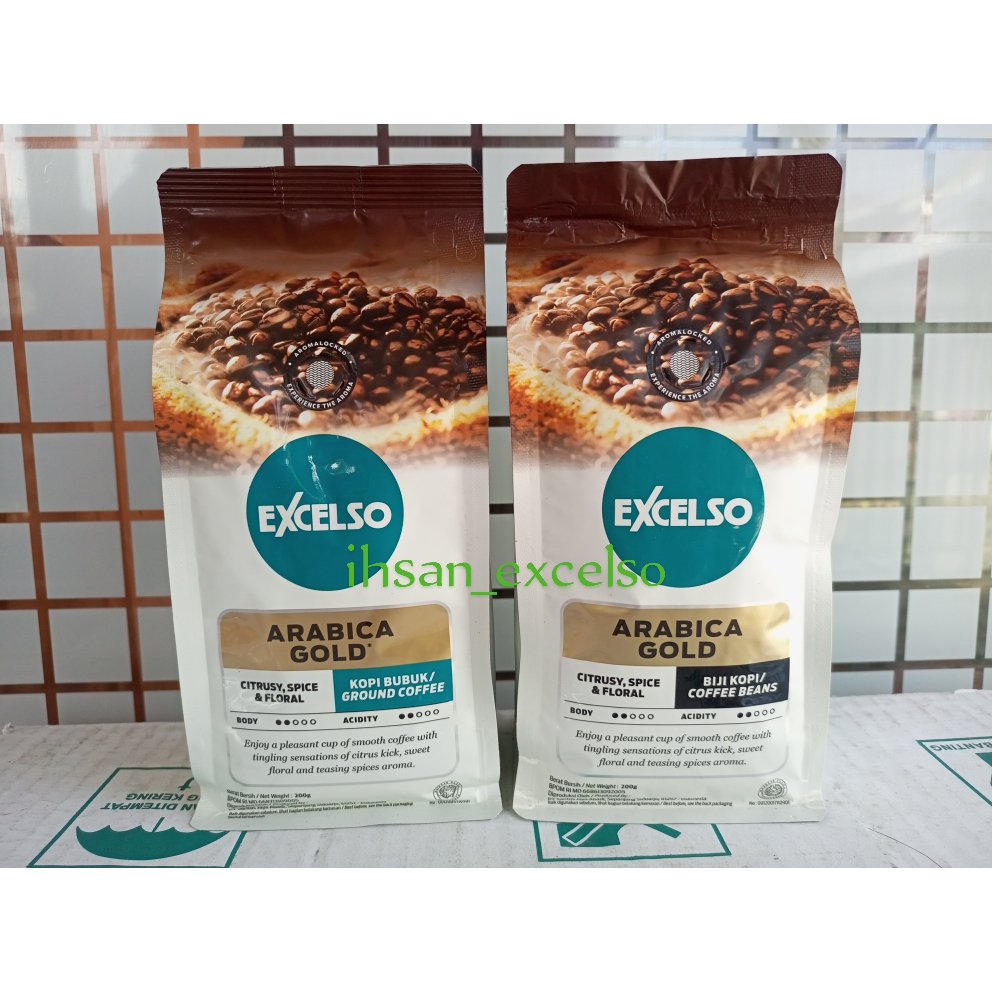 Jual Excelso Arabica Gold Bubuk & Biji 200 gram | Shopee Indonesia