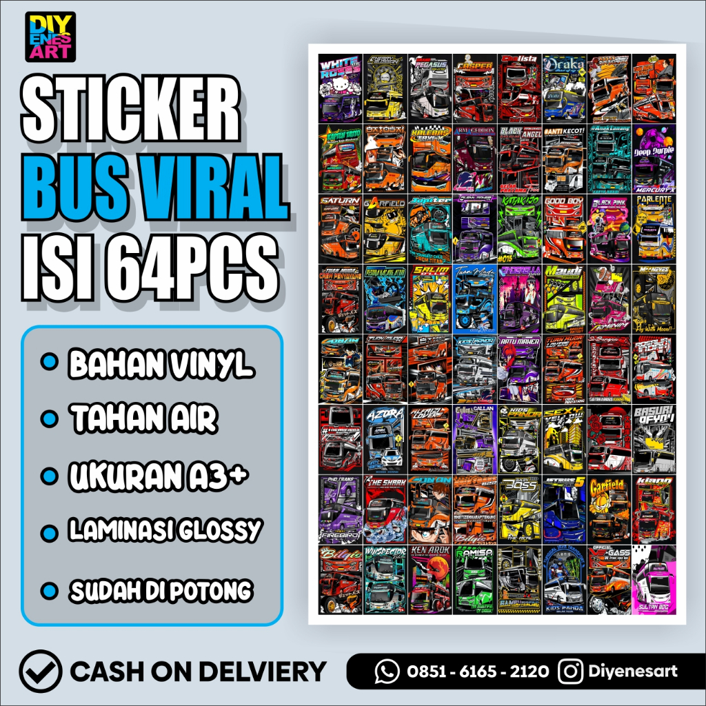 Jual Sticker Bus Virall Isi 64pcs, Sticker bus bashuri, Sticker bus ...