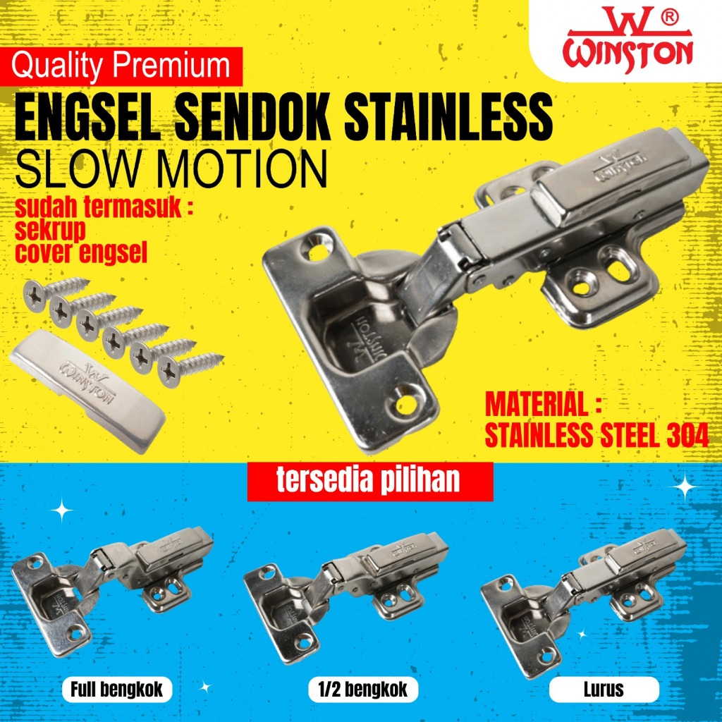 Jual Engsel Sendok Full Bengkok WS304 WINSTON Stainless Soft Close Slow ...