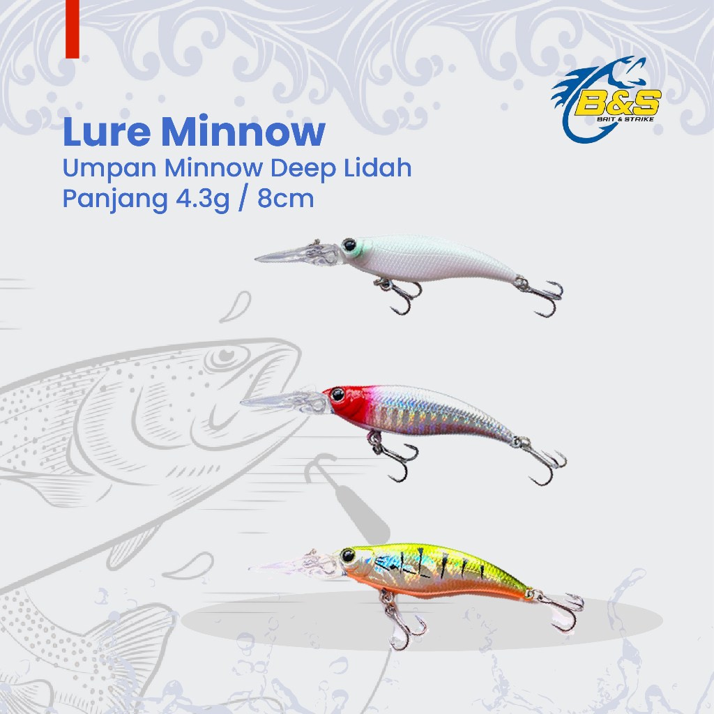 Jual Umpan Pancing Minnow deep 4.3g / 8cm Lure Minnow Lidah Panjang ...