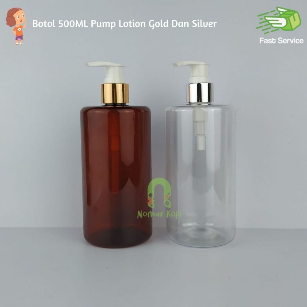 Jual Botol 500ML RF Warna Tutup Pump Lotion Gold Dan SIlver Neck 24 ...