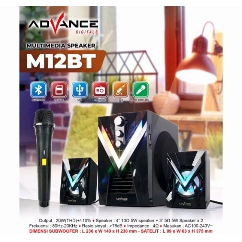 Jual ADVANCE Speaker M12BT Stereo Bluetooth X-tra Bass Free Microphone ...