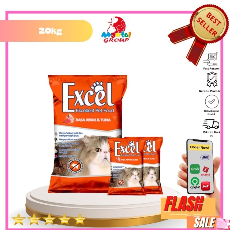 Jual Makanan Kucing Excel Cat Chicken Tuna Adult 20Kg (Orange) | Shopee ...