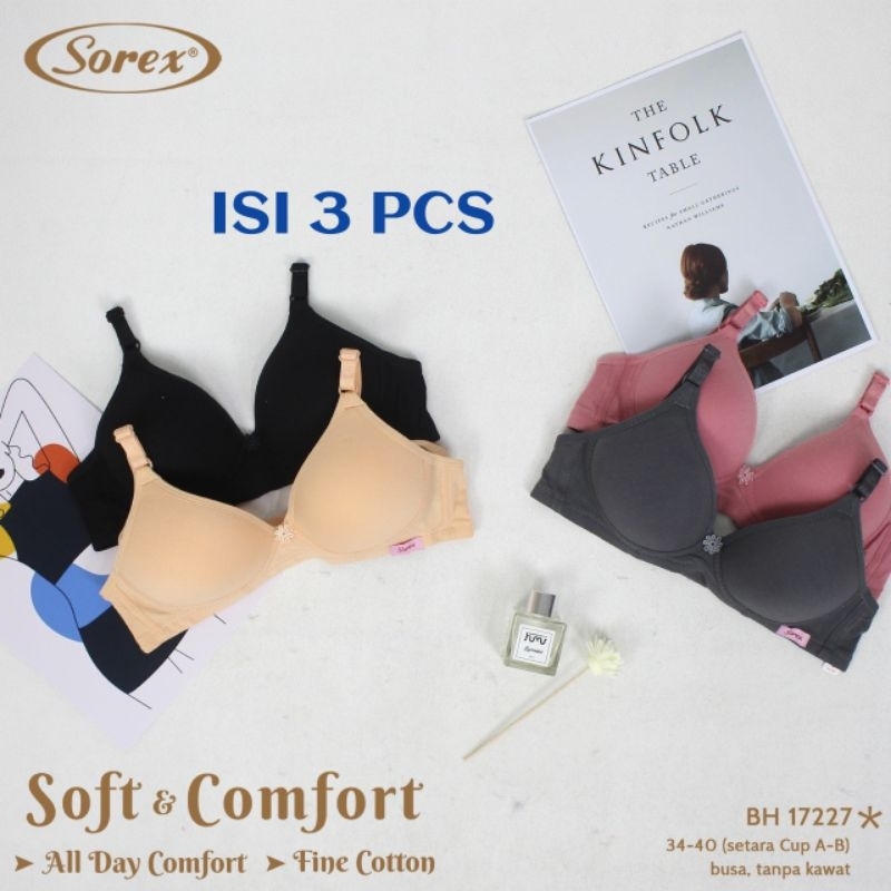 Jual Isi 3 PCS BH Sorex Tanpa Kawat Bra Sorex 17227 Setara Cup A Soft ...