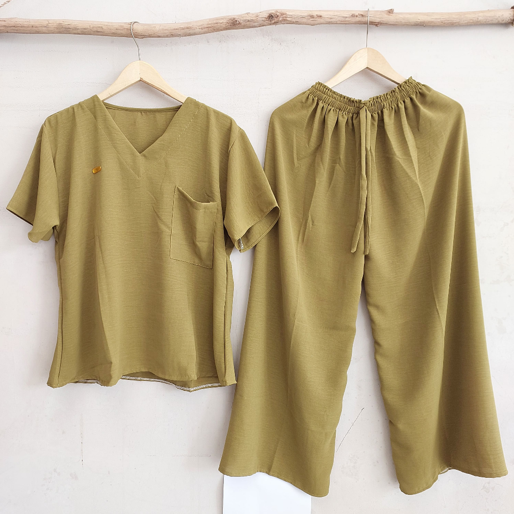 Jual Setelan Crinkle Airflow Wanita Dewasa CP - Daily One Set Polos | Shopee Indonesia