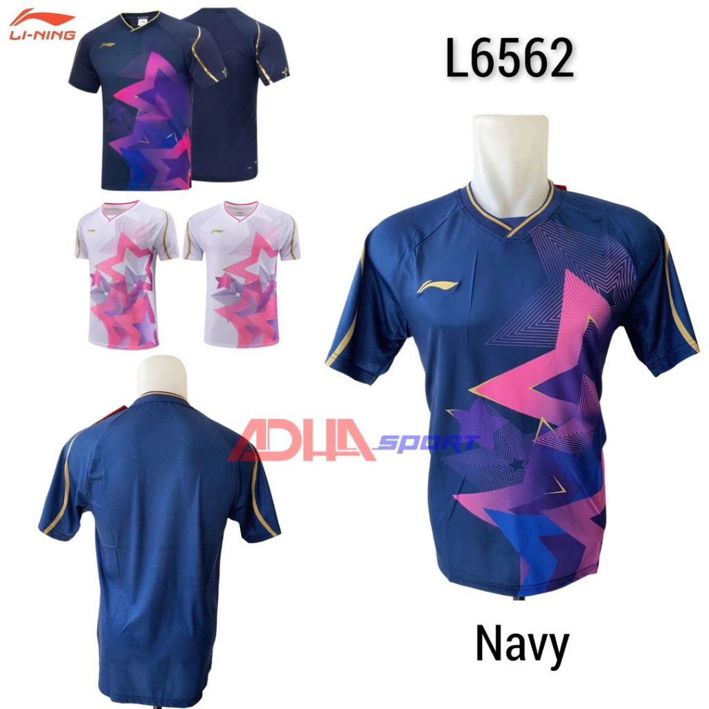 Jual Kaos Badminton Pingpong L6562 / L 6562 Navy Baju Jersey Tenis Meja Store Surabaya Adha ...