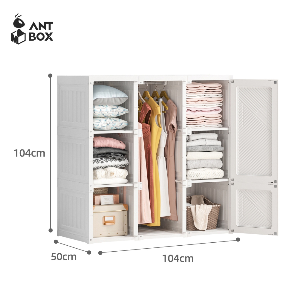 Jual ANTBOX Lemari Pakaian 6 Box - 15 Box 360L- 890L Lemari Baju Wardrobe Pintu Transparan ...