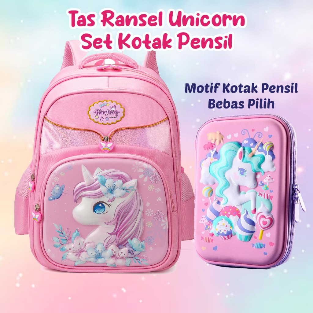 Jual Tas Ransel Sekolah Anak Perempuan Unicorn Blingberry Motif Kekinian Backpack Anak Sekolah ...