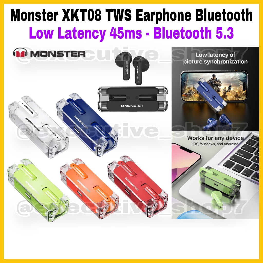 Jual Monster XKT08 TWS Eaphone Bluetooth - Low Latency 45ms - Bluetooth ...