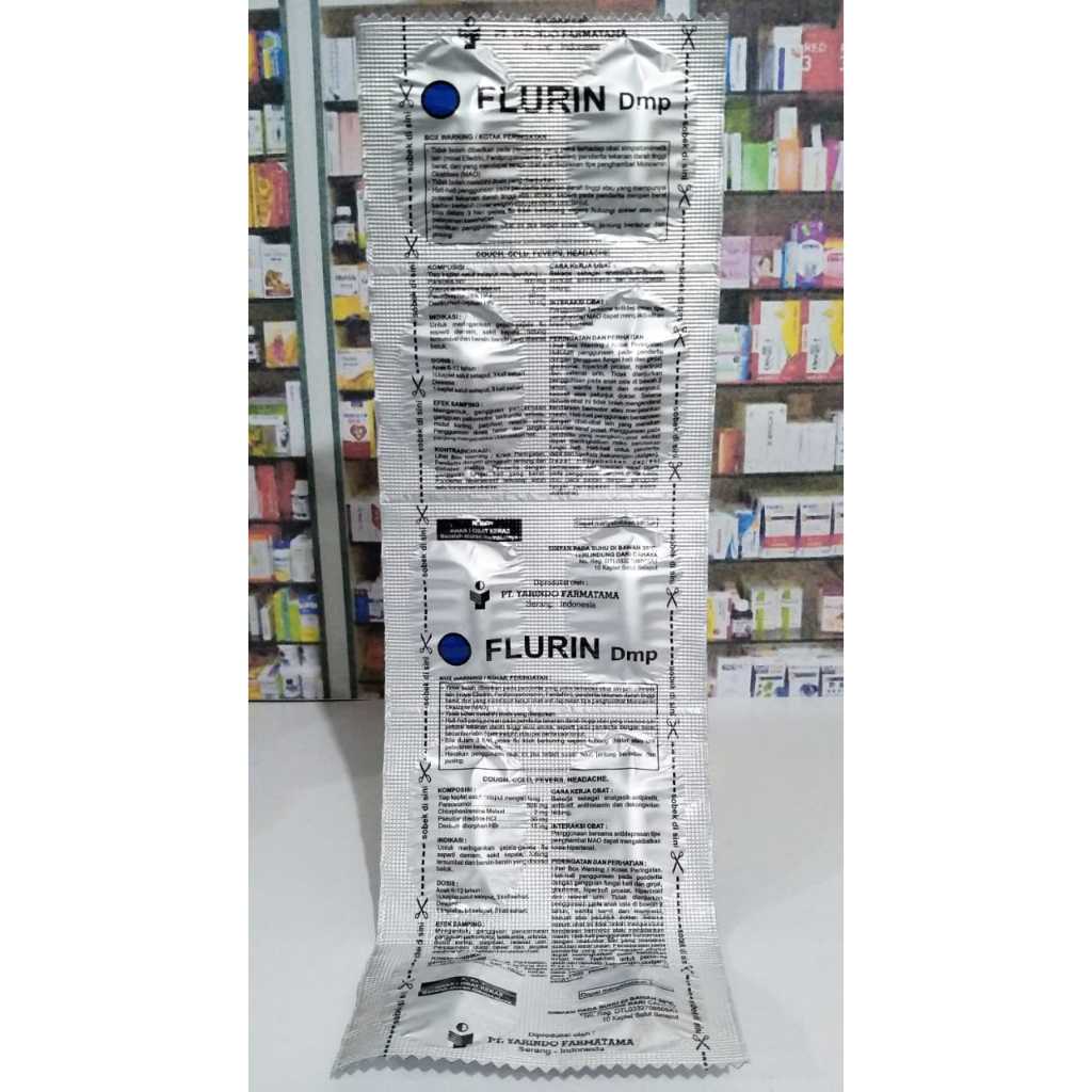 Jual Flurin DMP 1 STRIP ISI 10 KAPLET - Meredakan Demam, Batuk, Pilek ...
