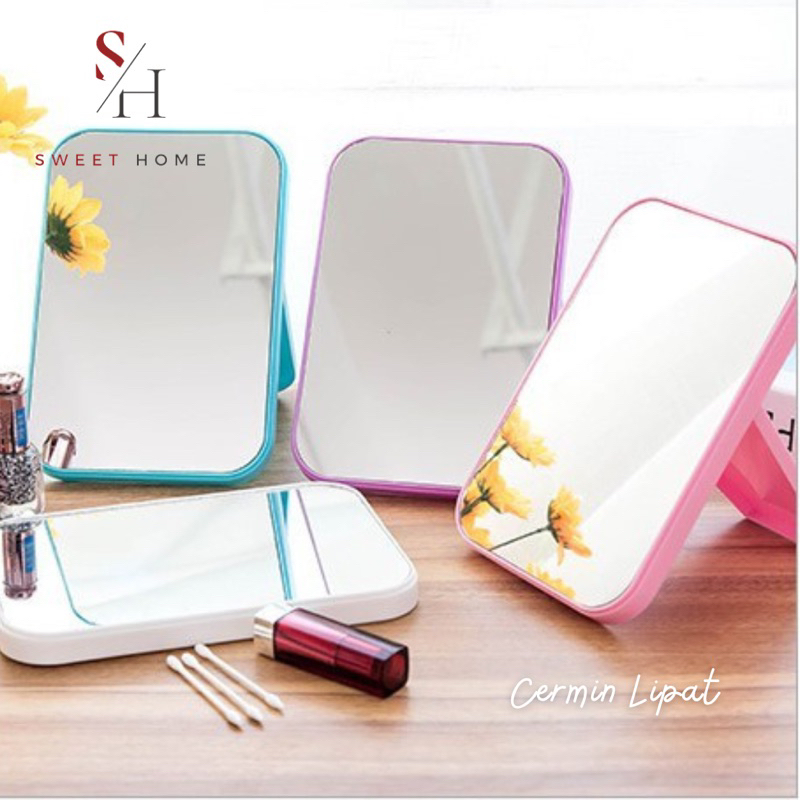 Jual SH - CERMIN LIPAT PORTABLE PERSEGI | CERMIN KACA RIAS MAKE UP ...