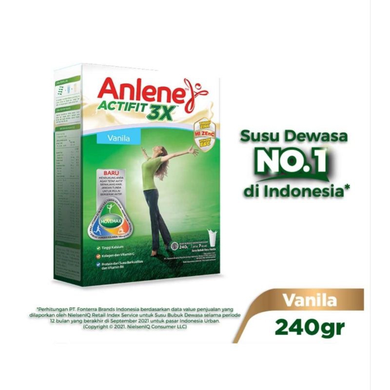 Jual ANLENE ACTIFIT 3X HI - CALCIUM VANILA 240G | Shopee Indonesia