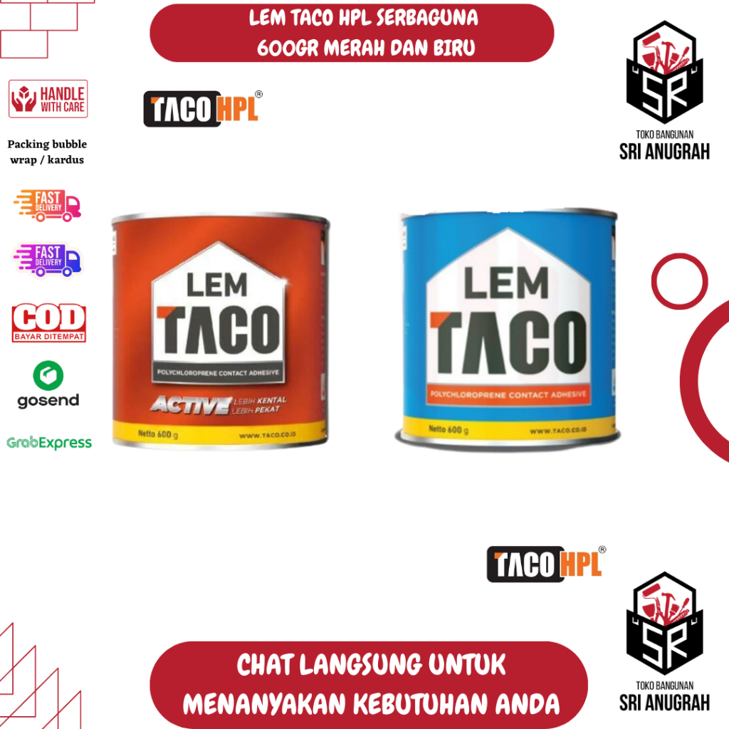 Jual Lem HPL 600GR Serbaguna Lem Kuning TACO Adhesive Kental Pekat ...