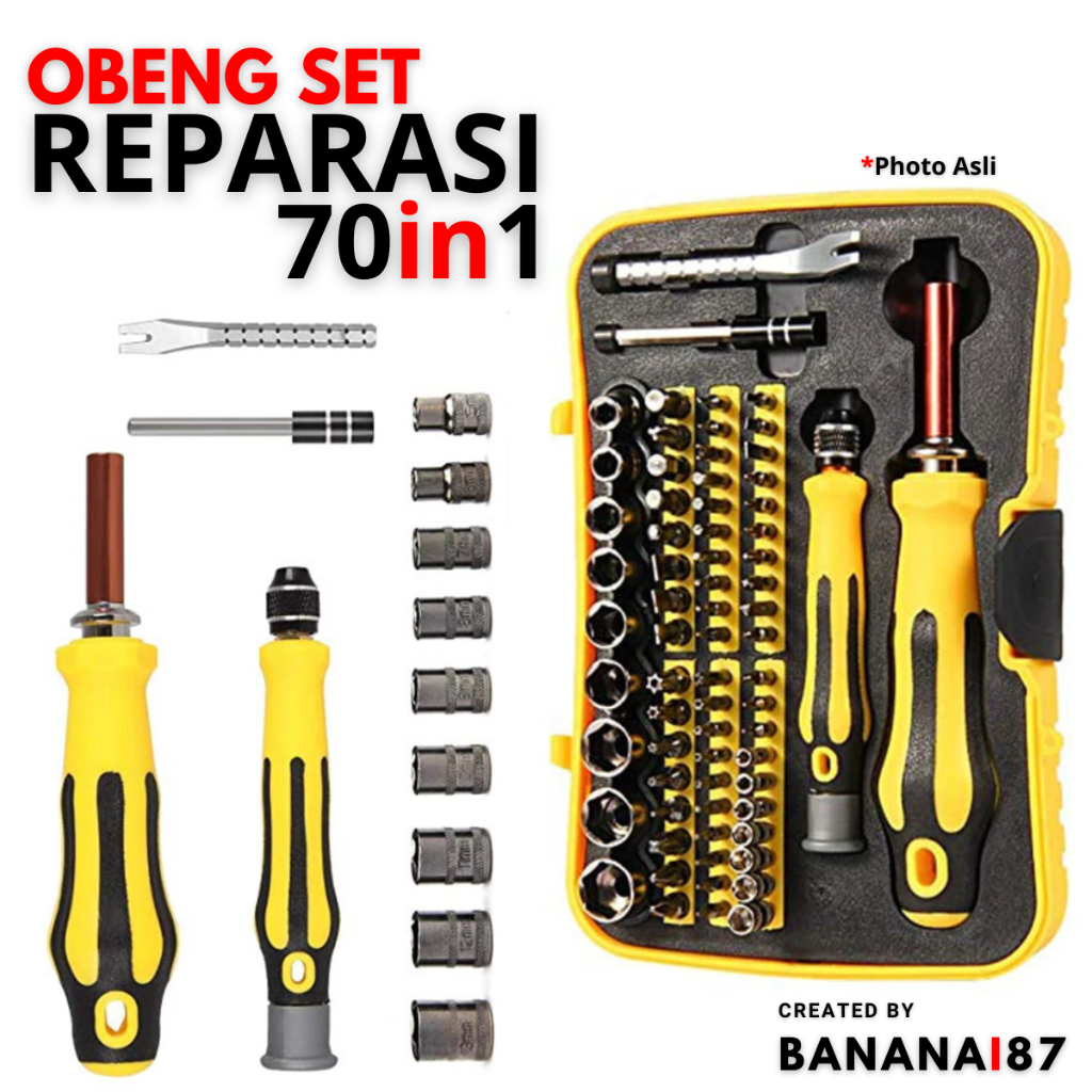 Jual Obeng Set Reparasi 70 in 1 Magnetic Bits Premium Screwdrivers Tool Kit | Shopee Indonesia