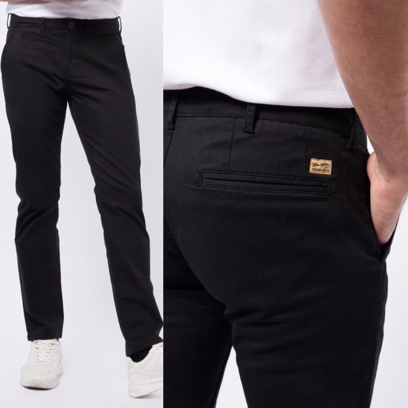 Jual CELANA CHINO WRGR WRANCHER HITAM | Shopee Indonesia