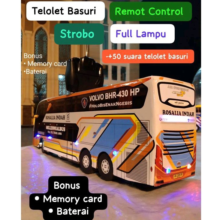 Jual Bus TELOLET BASURI JUMBO Rosalia Indah mainan anak Remot Control ...
