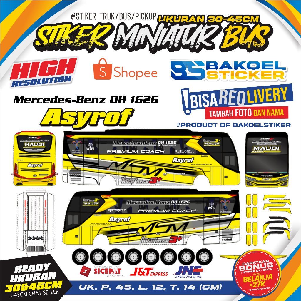 Jual STIKER MINIATUR BUS PO. ASYROF JETBUSS UK. 30-45CM#2 | Shopee ...